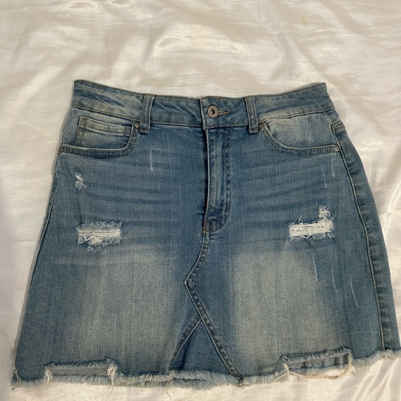 Wax Jean | Skirts | Stretch Short Skirt Light Blue Jean With Small Rips ...